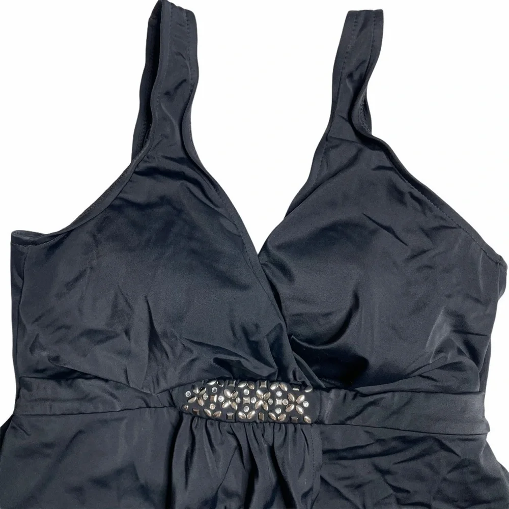 Trimshaper | Swim | Trimshaper Black Jeweled One Piece Swimsuit Stud ...
